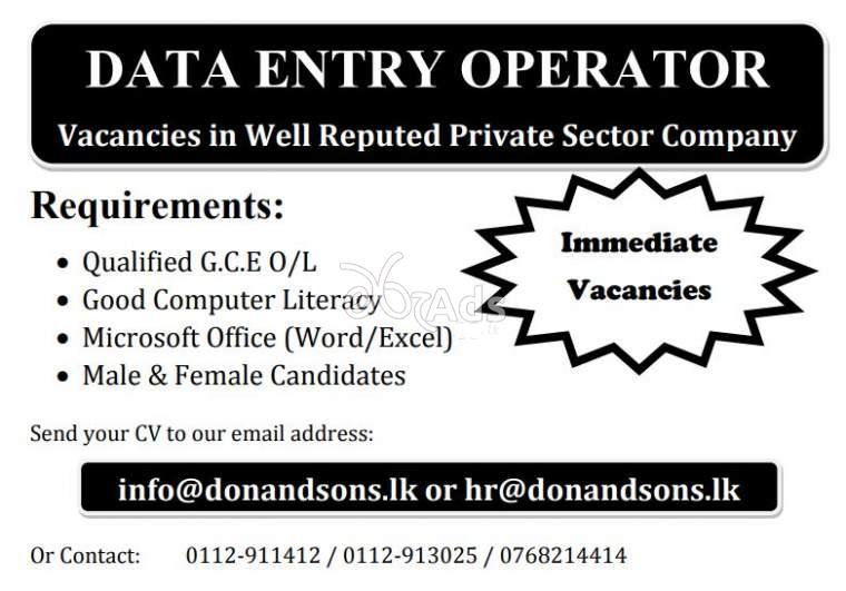 Data Entry Operator in Kelaniya