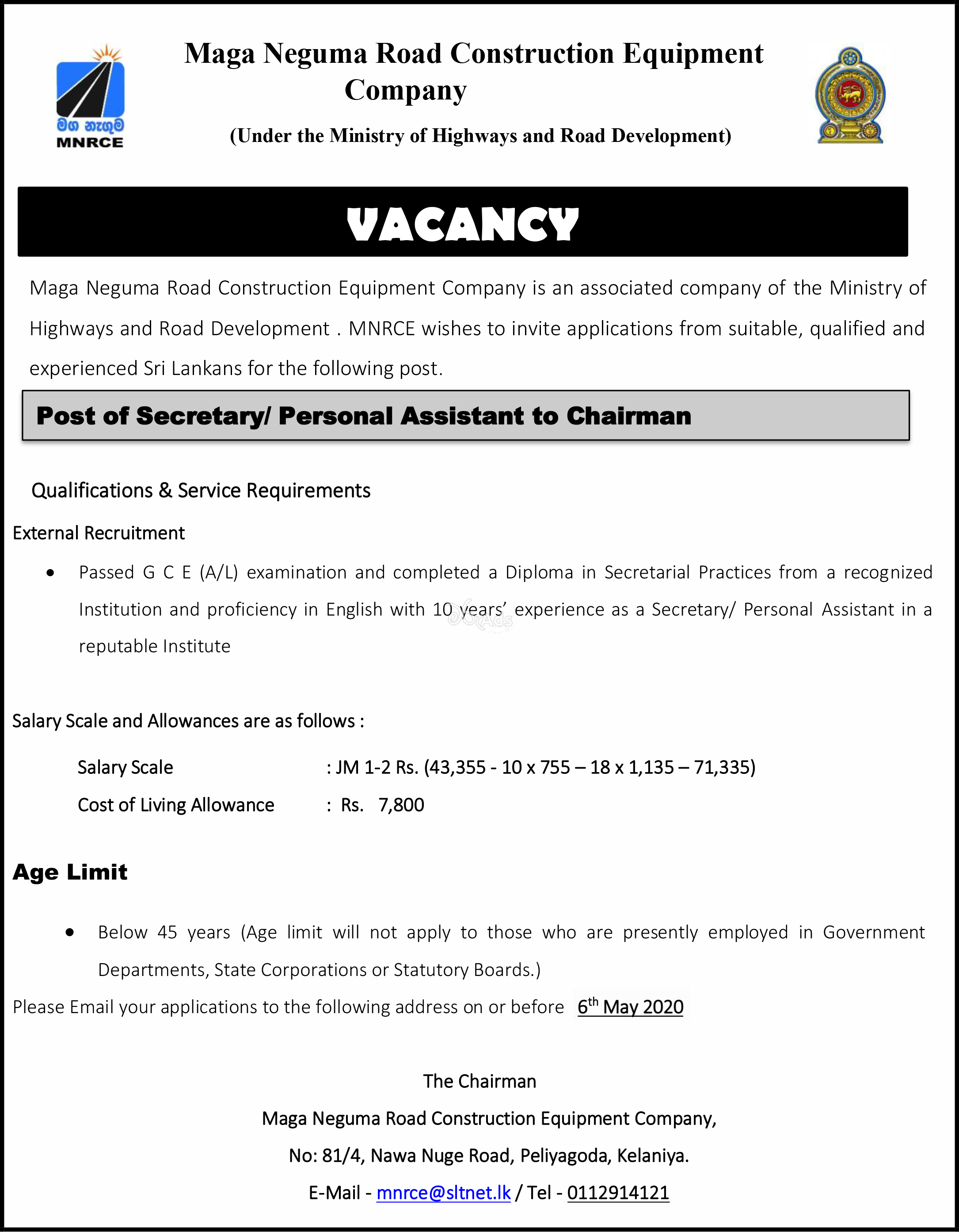 Secretary, Personal Assistant - Maga Neguma Road Construction Equipment ...