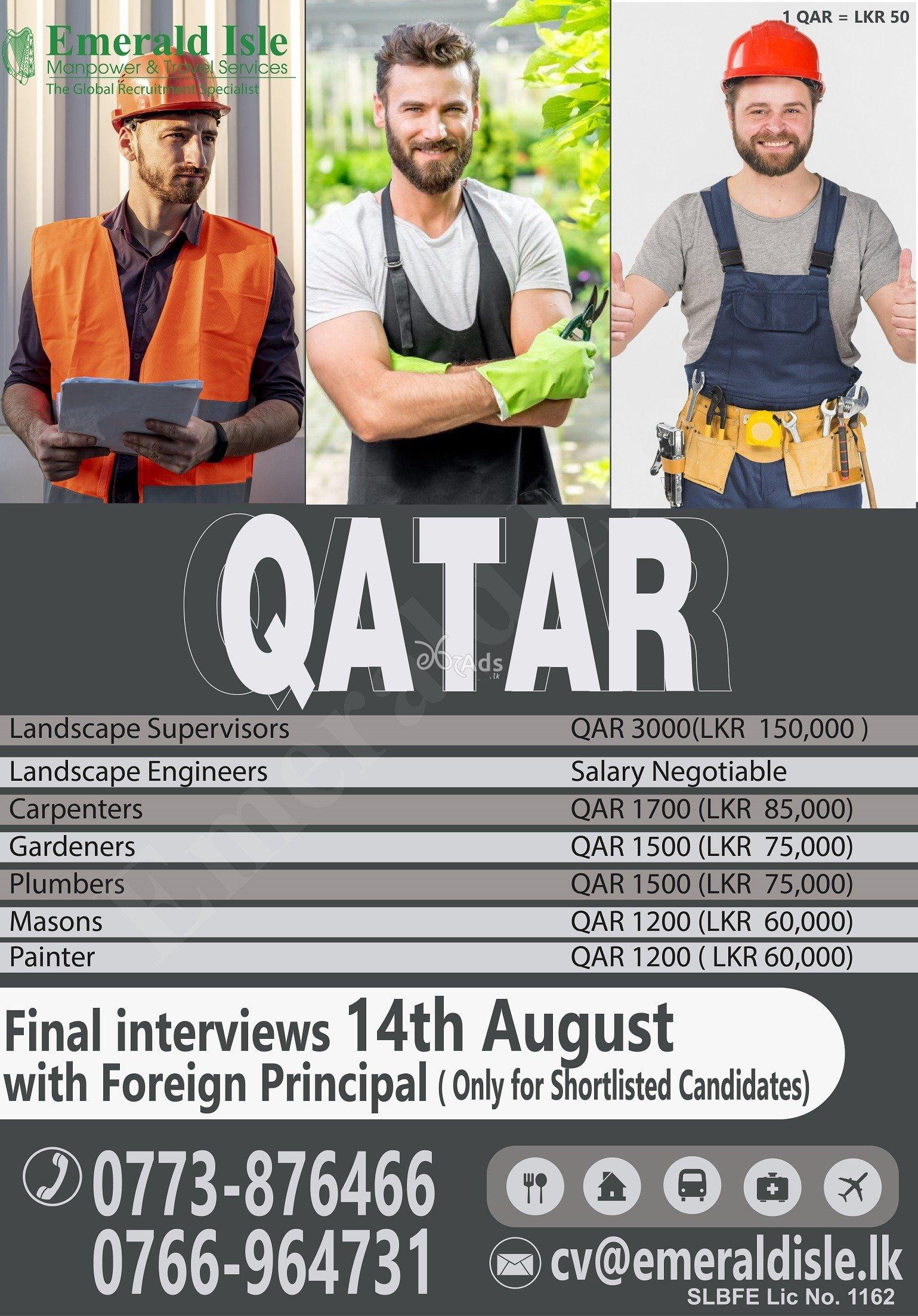 Landscape Supervisor, Landscape Engineers, Carpenters, Gardeners ...