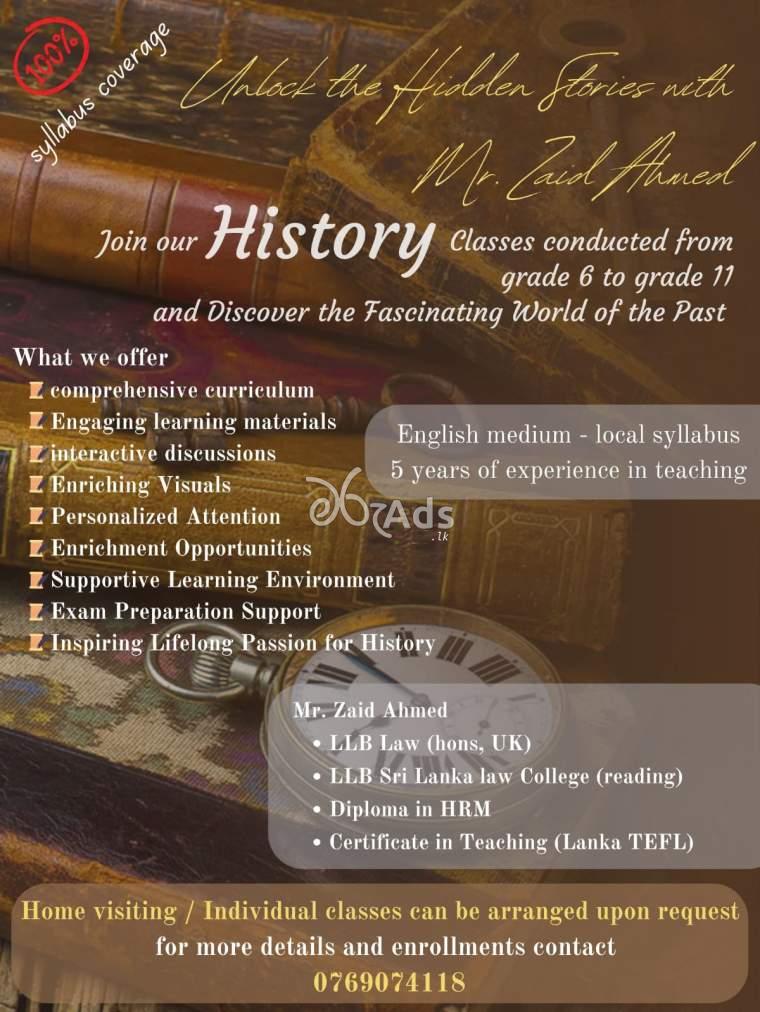 History tuition Class in Colombo