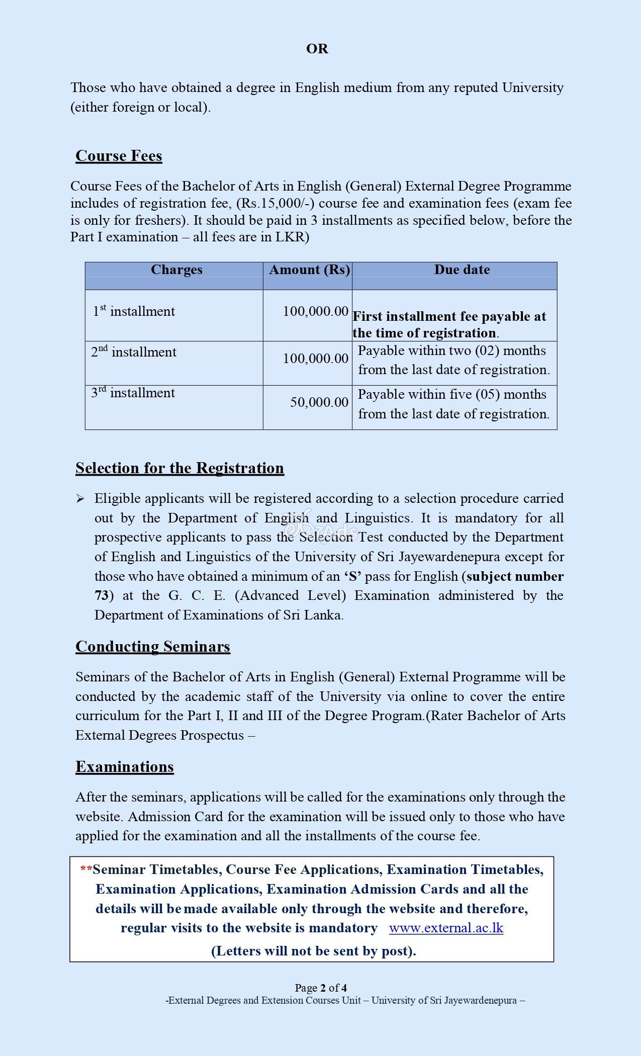 Calling Applications for Bachelor of Arts (BA) in English (External ...