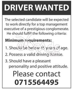 Vacancy for Driver