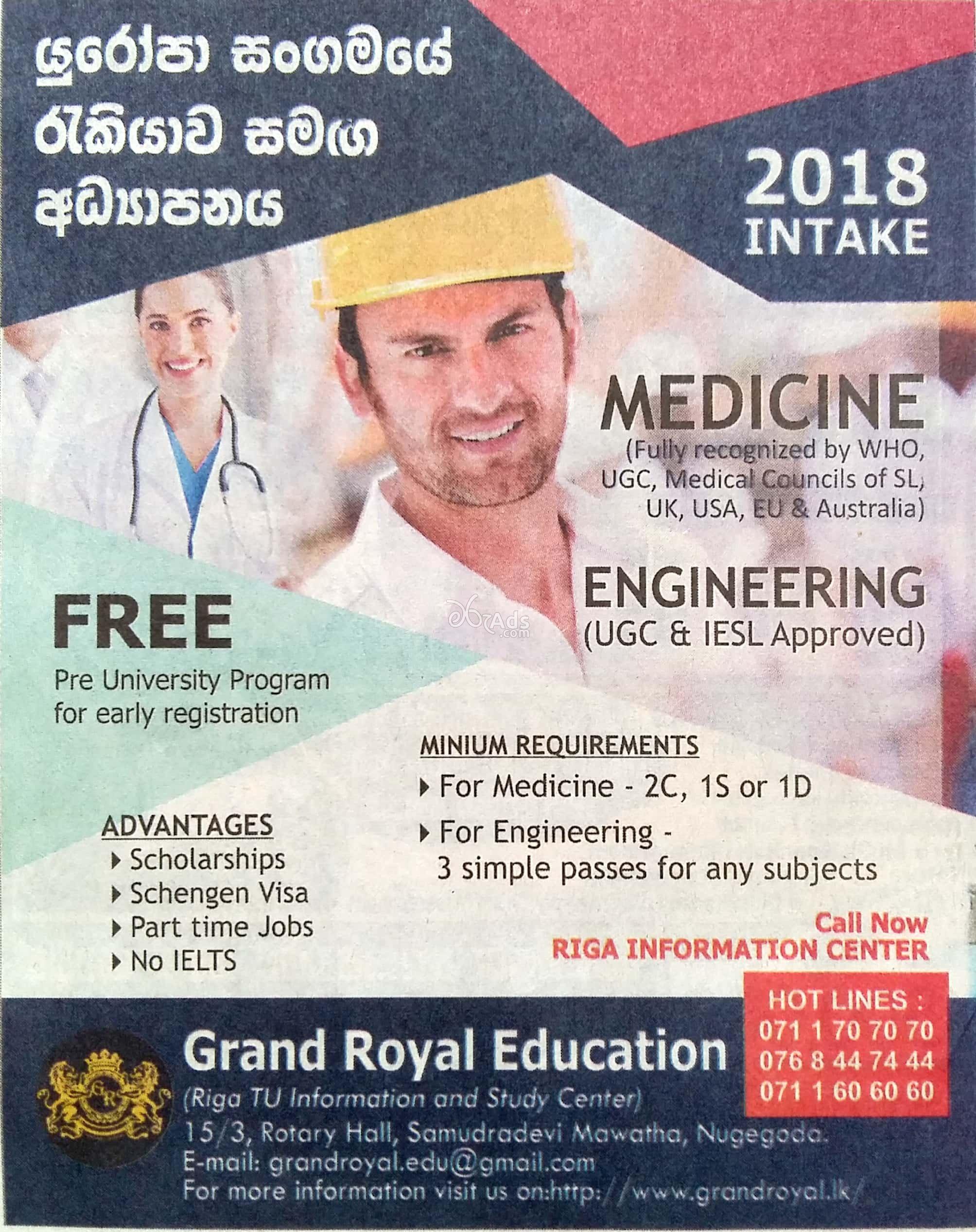 Medicine & Engineering Diplomas at Grand Royal Education - Nugegoda