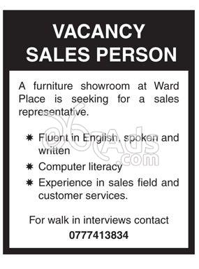 Sales Person Job Vacancy