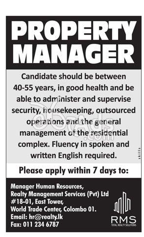 Property Manager Vacancy at Realty Management Services (Pvt) Ltd ...
