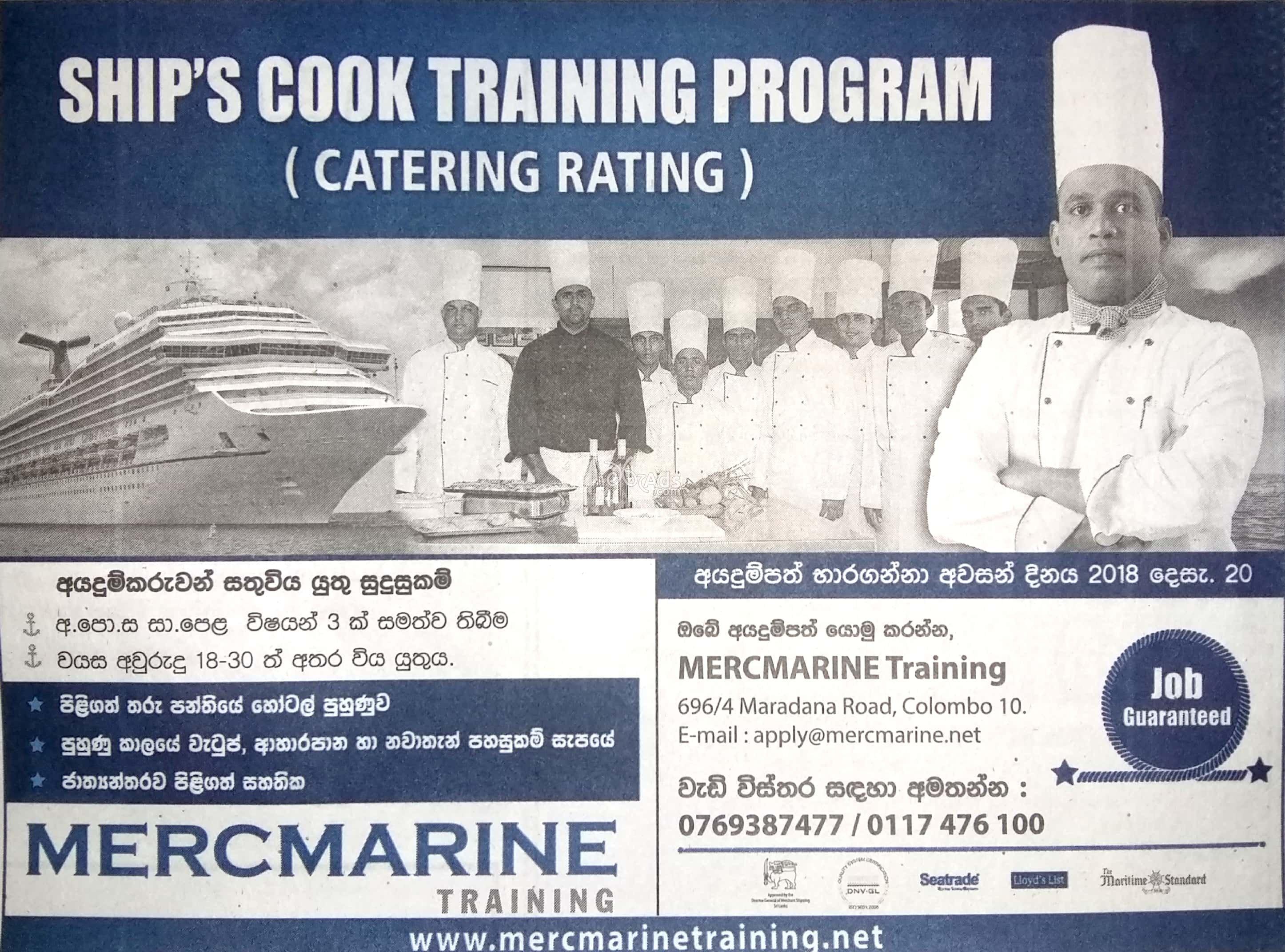 Program in Ship's Cook Training - Colombo 10