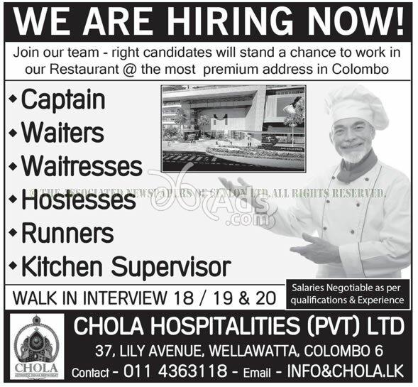 Captain, Waiter, Waitresses, Hostesses, Runner, Kitchen Supervisor ...